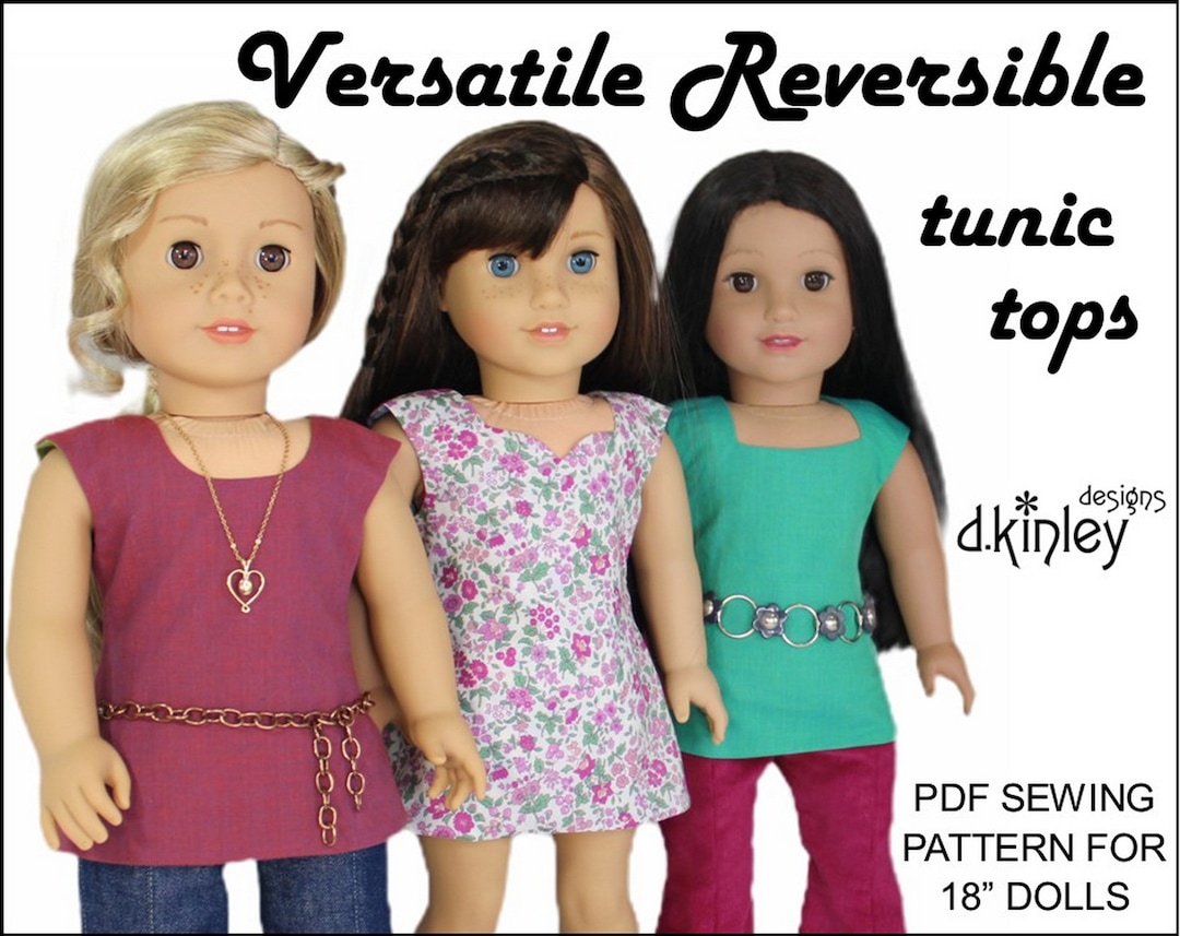 Versatile Reversible Tunic Tops 18 Inch Doll Clothes Pattern Fits ...