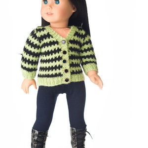 Preppy Cardigan 18 Inch Doll Clothes Knitting Pattern Fits Popular 18 ...