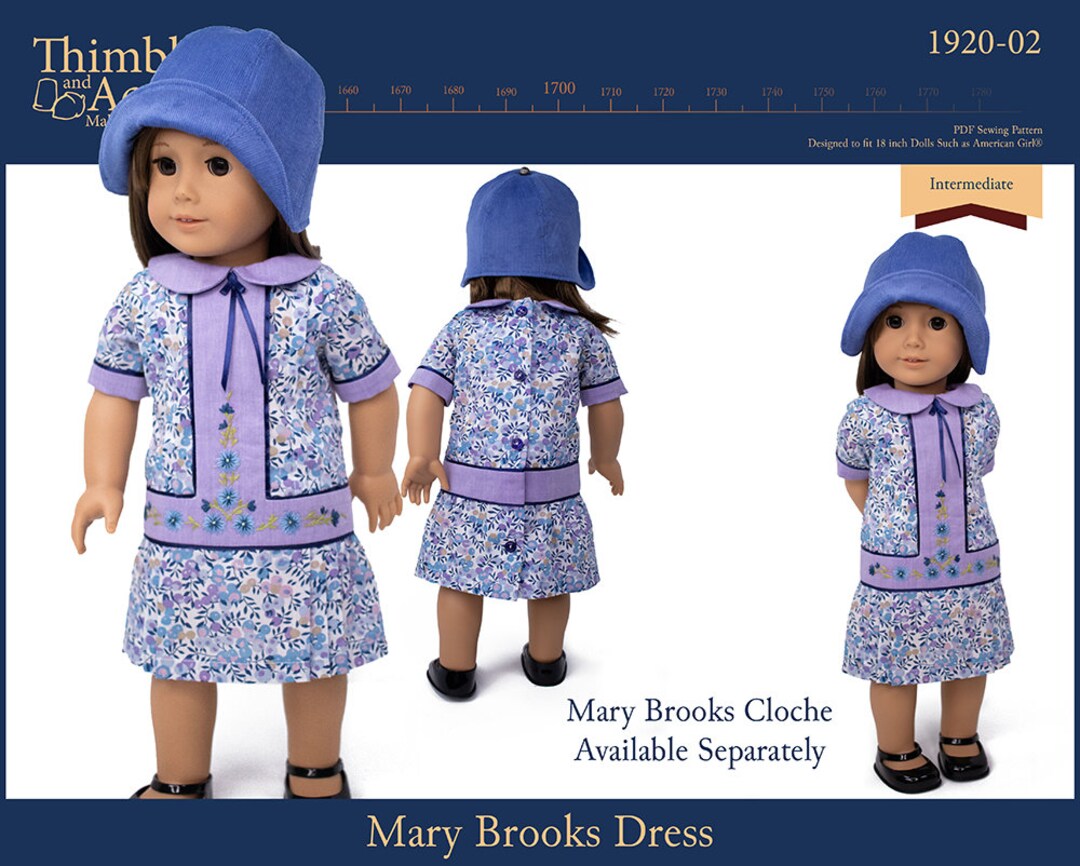 Mary Brooks Dress 18 Inch Doll Clothes Pattern Fits Popular 18" Dolls ...