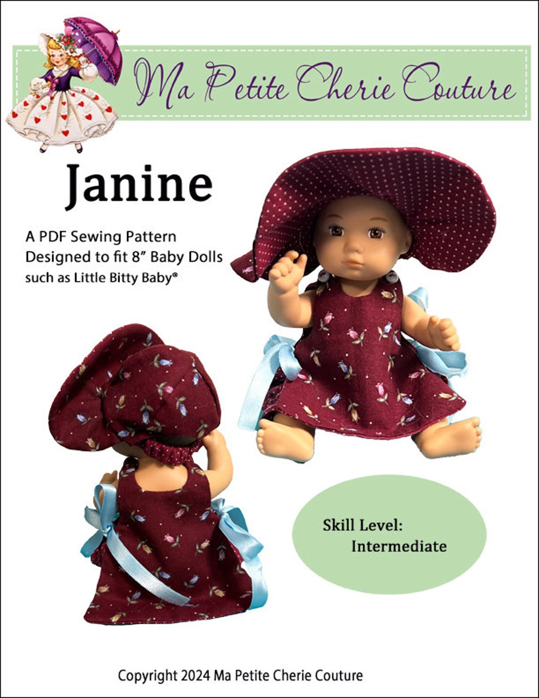 Janine 8 Inch Baby Doll Clothes Pattern Fits Baby Dolls Such as Little ...