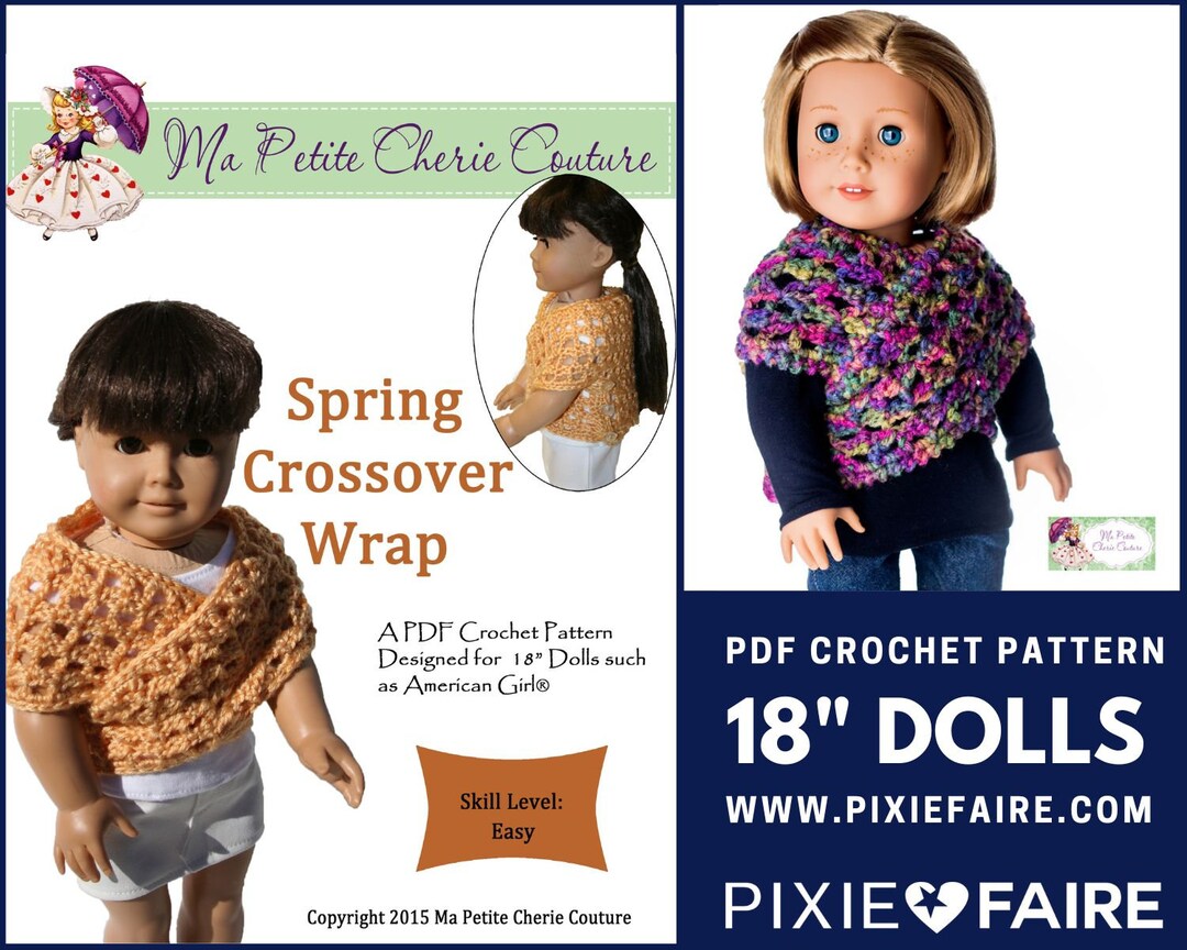 Spring Crossover Wrap 18 Inch Doll Clothes Crochet Pattern Fits Popular ...