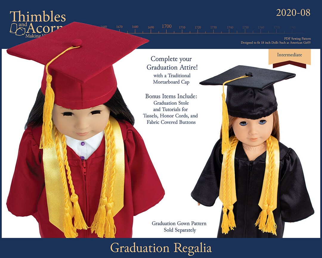 Graduation Regalia 18 Inch Doll Clothes Pattern Fits Popular 18" Dolls ...