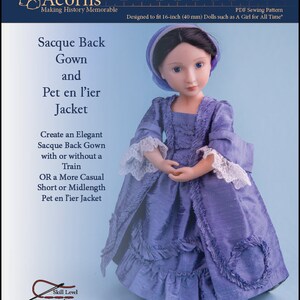 Sacque Back Gown and Pet En L'ier 16 Inch Doll Clothes Pattern Fits A ...