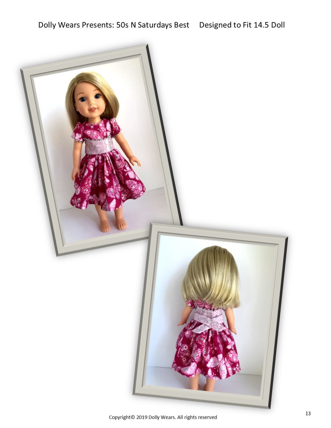 50s N Saturdays Best Dress 14.5 Inch Doll Clothes Pattern Fits - Etsy