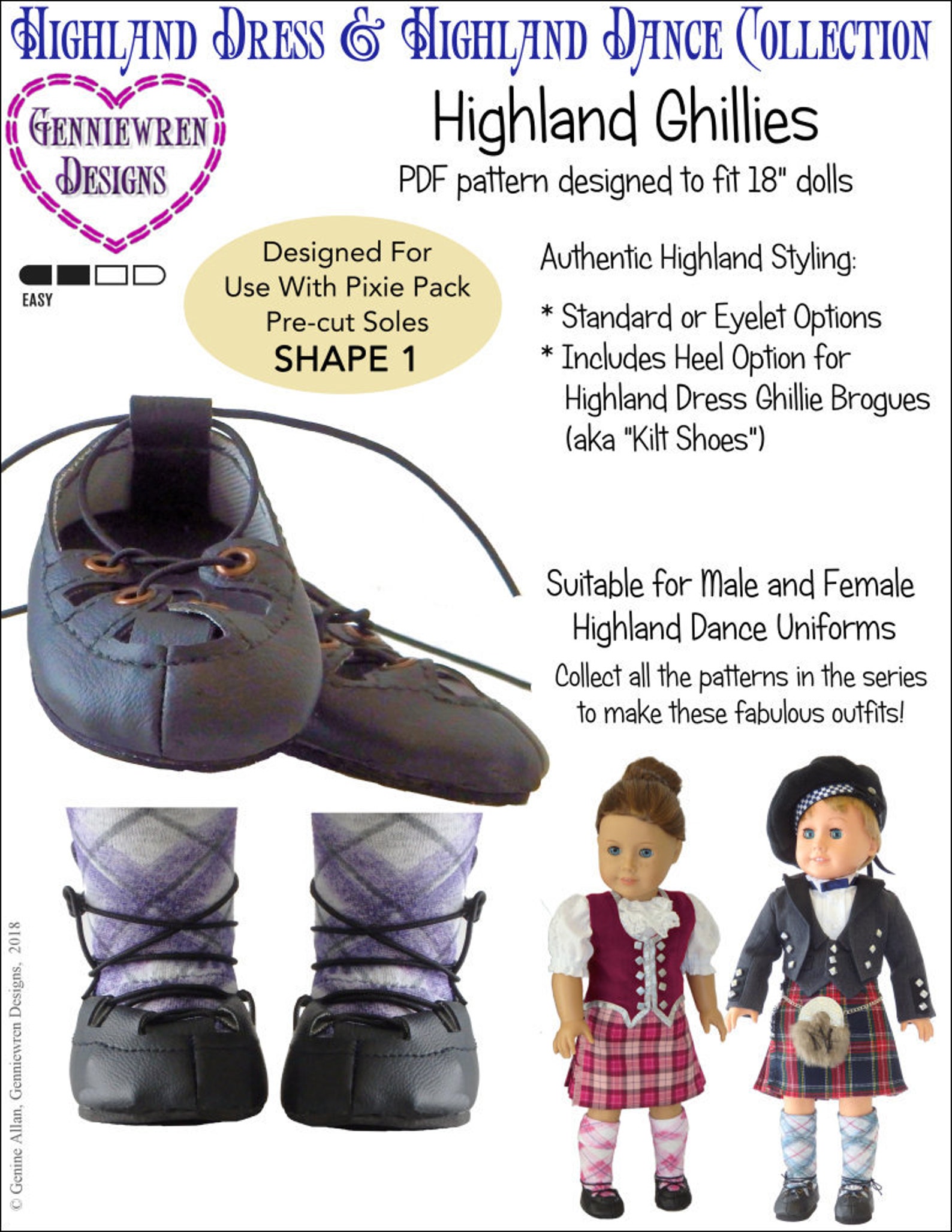 Highland Ghillies Dance Shoes 18 Inch Doll Clothes Pattern - Etsy Australia