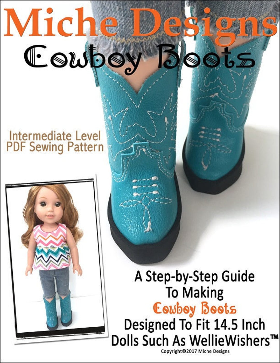 Cowboy Boots 14.5 Inch Doll Clothes Shoe Pattern Instant Download ...
