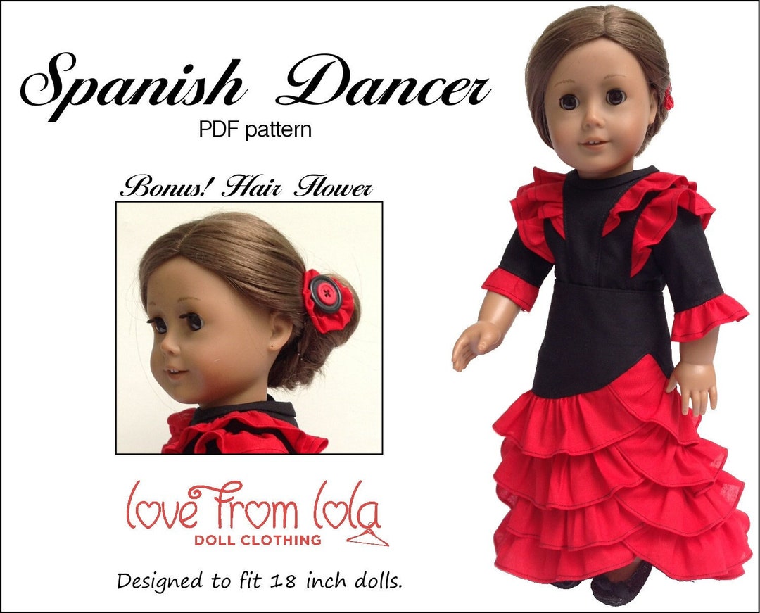 Spanish Dancer 18 Inch Doll Clothes Pattern Designed to Fit Popular 18 ...