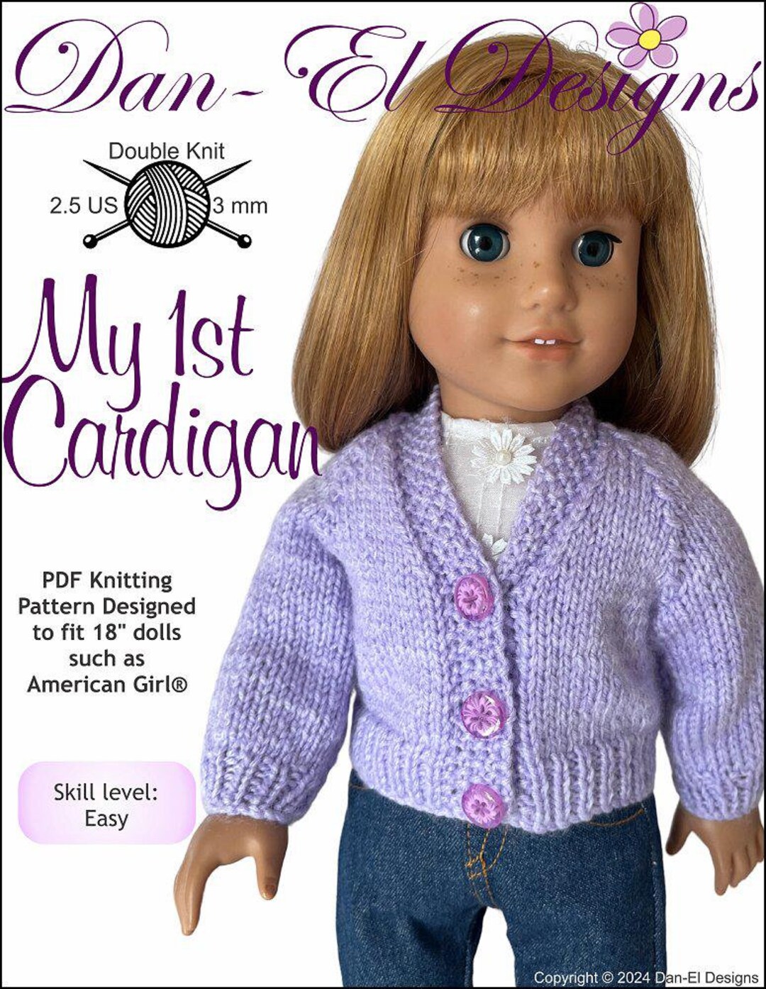 My 1st Cardigan 18 Inch Doll Clothes Knitting Pattern Fits Popular 18 ...
