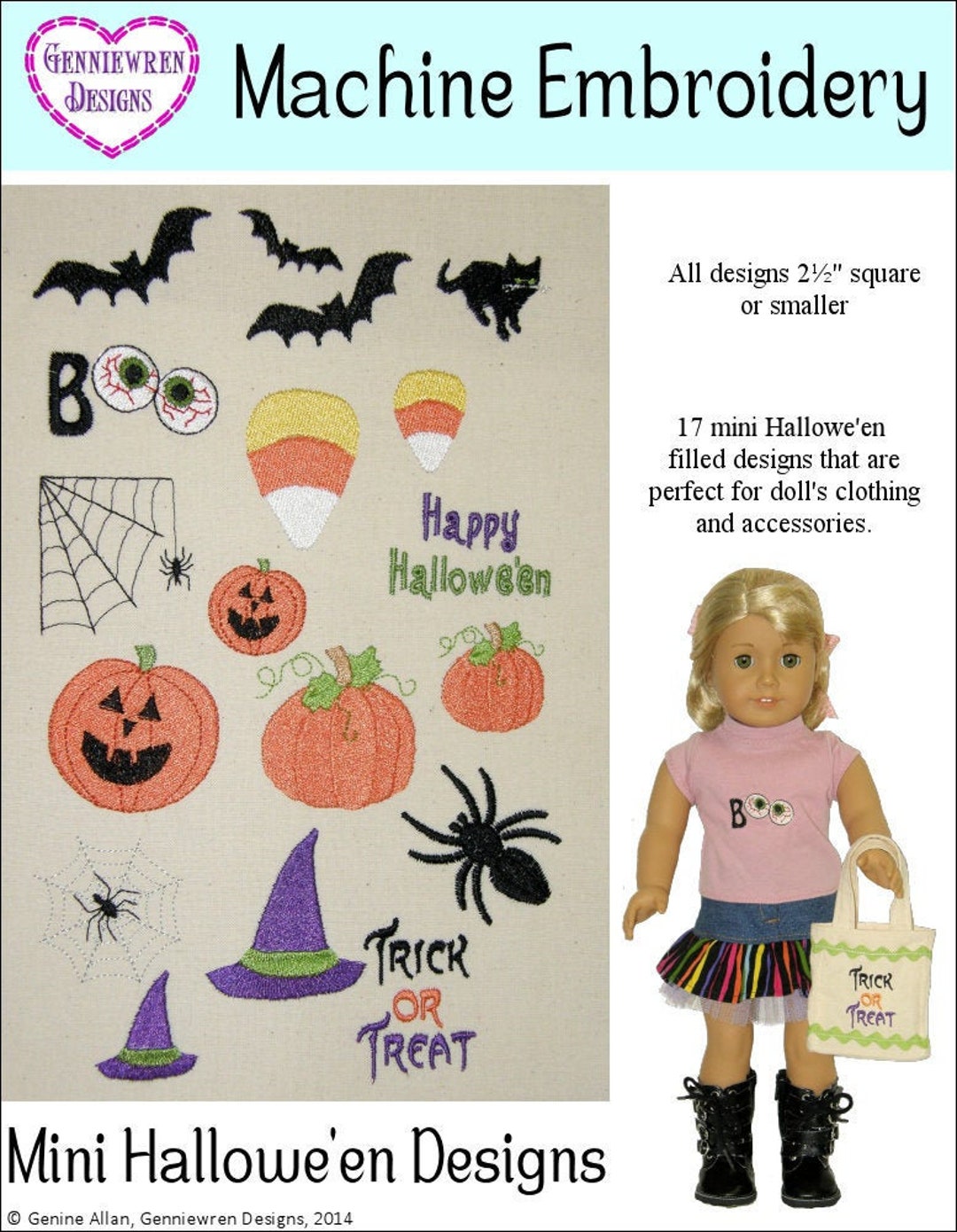 Mini Hallowe'en Design Set Machine Embroidery Designs - Sized for Use ...