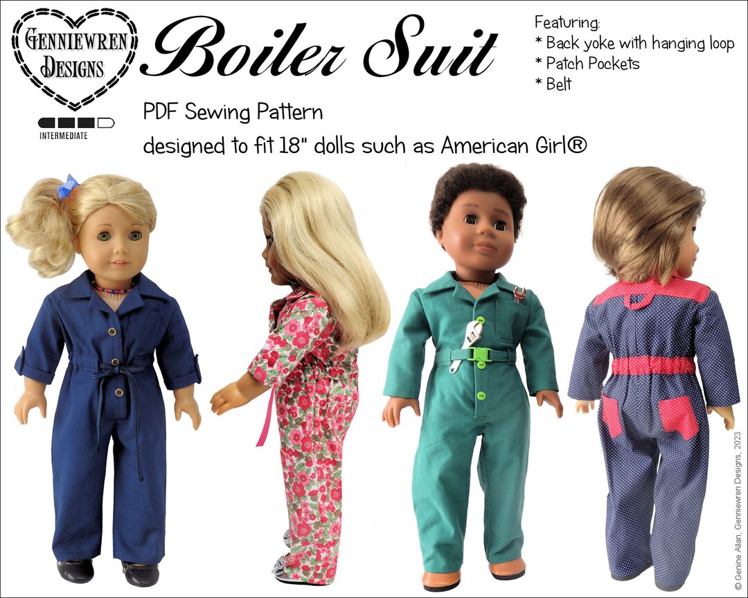 Boiler Suit 18 Inch Doll Clothes Pattern Fits Popular 18" Dolls ...
