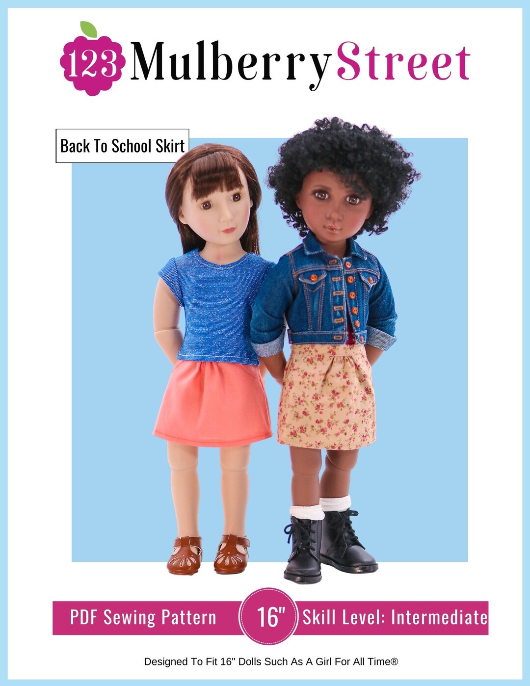 Back to School Skirt 16 Inch Doll Clothes Pattern Fits A Girl for All ...