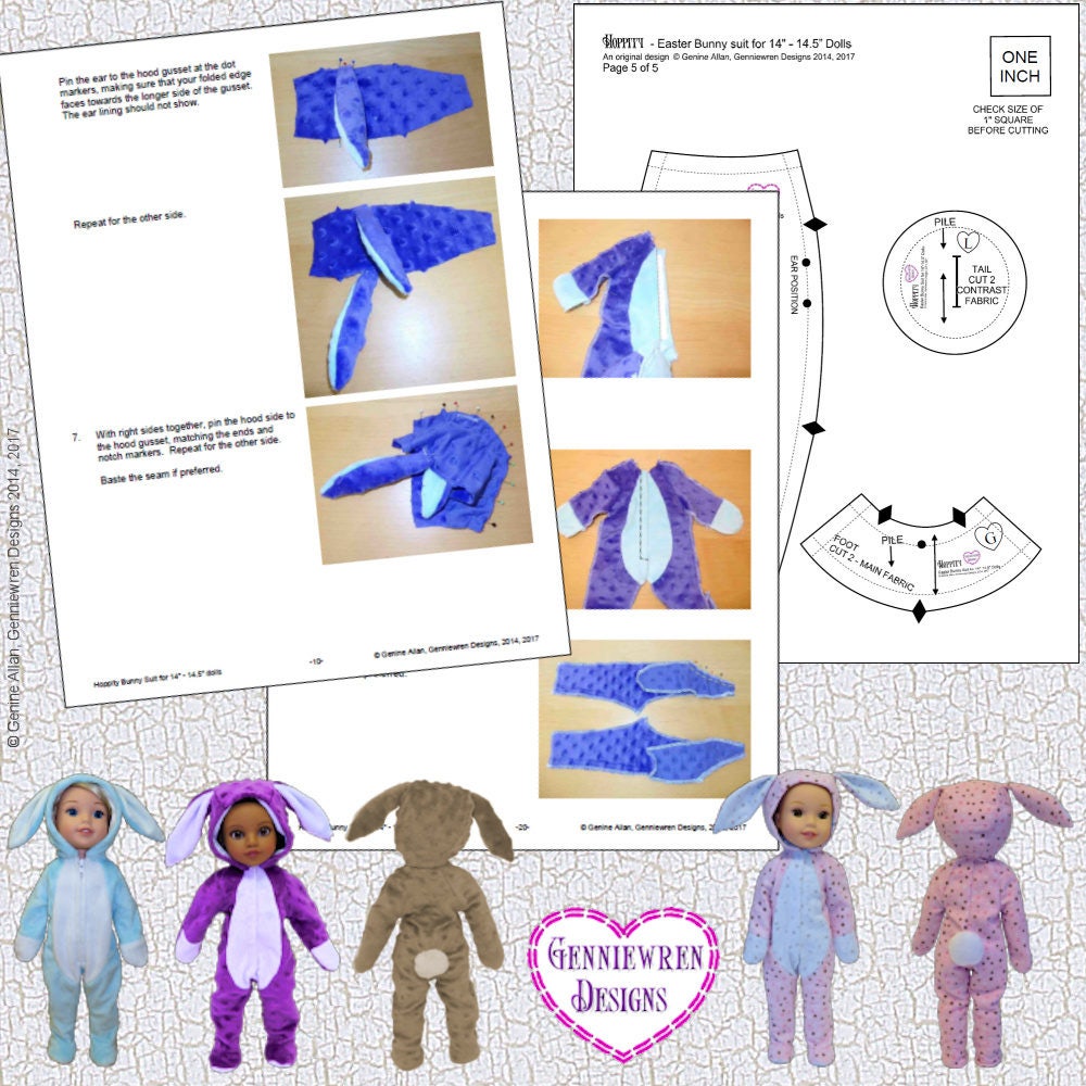 Hoppity Bunny Suit 14-14.5 inch Doll Clothes Pattern Fits | Etsy