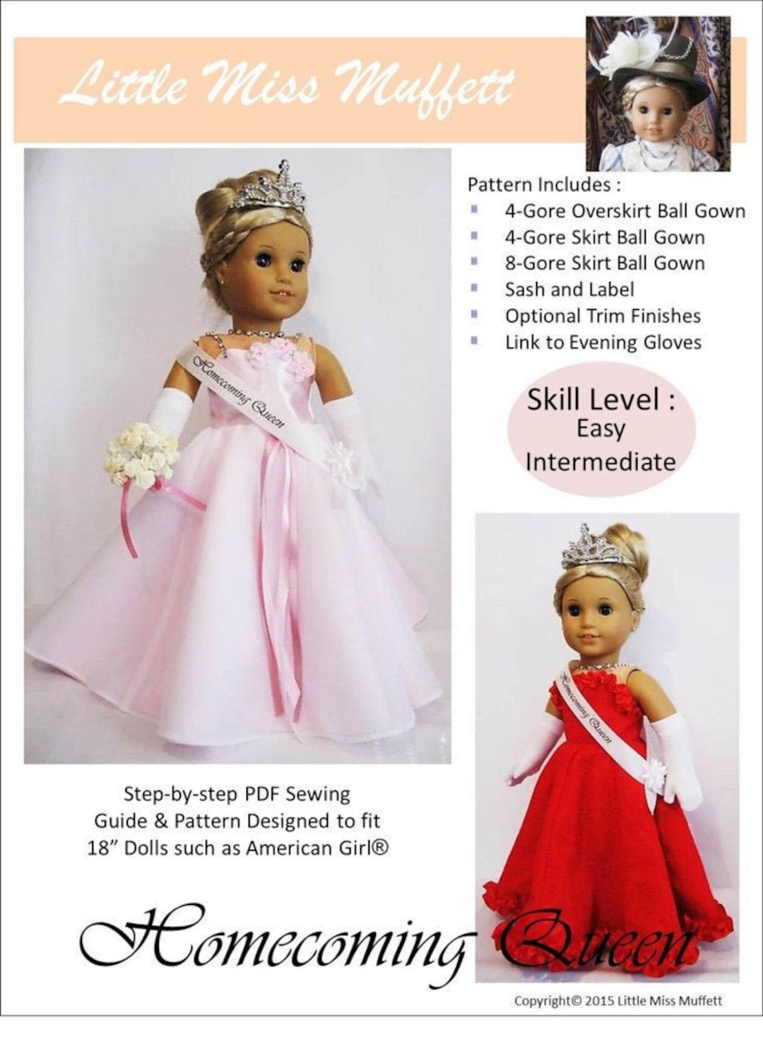 Homecoming Queen 18 Inch Doll Clothes Pattern Fits Popular 18" Dolls ...
