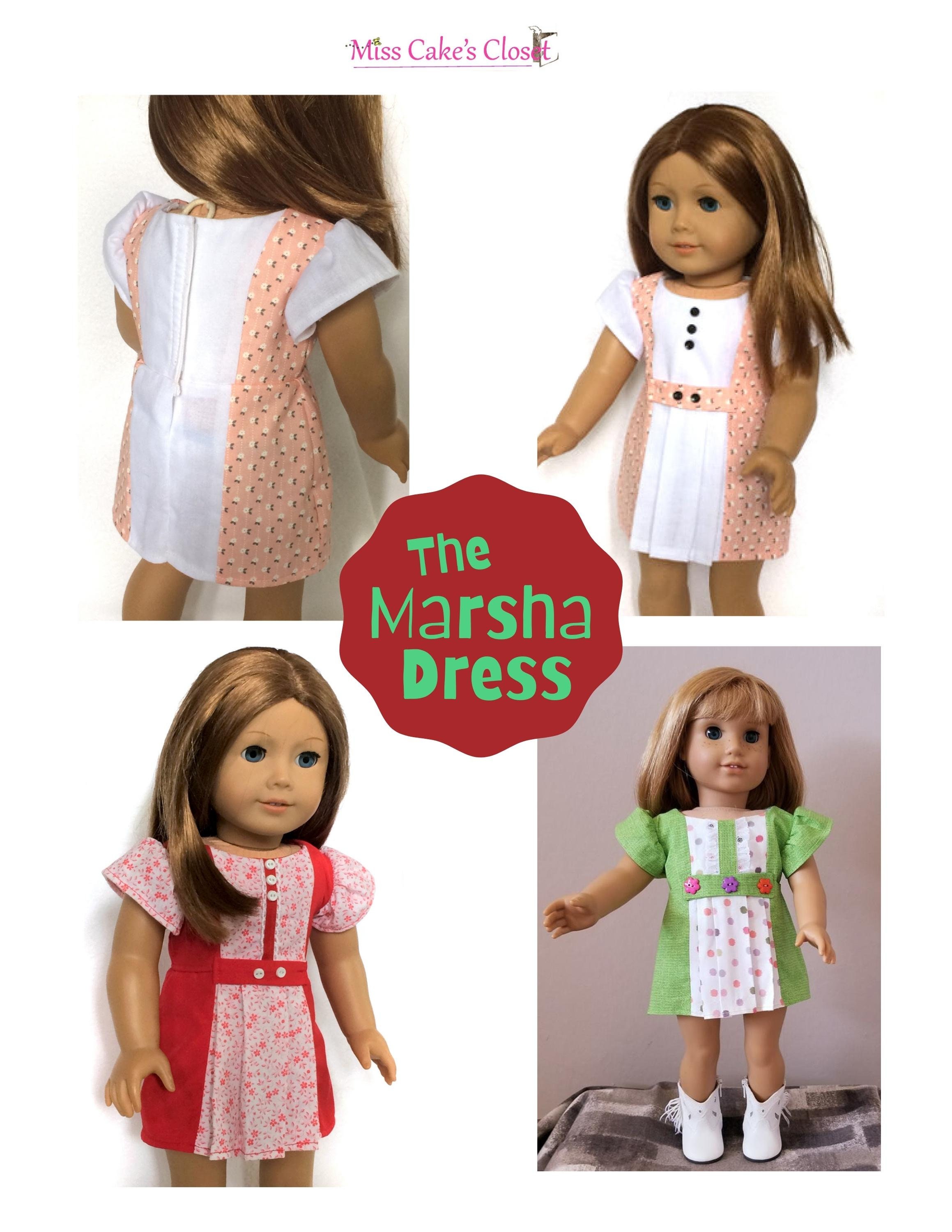 The Marsha Dress 18 Inch Doll Clothes Pattern Fits Popular 18" Dolls ...