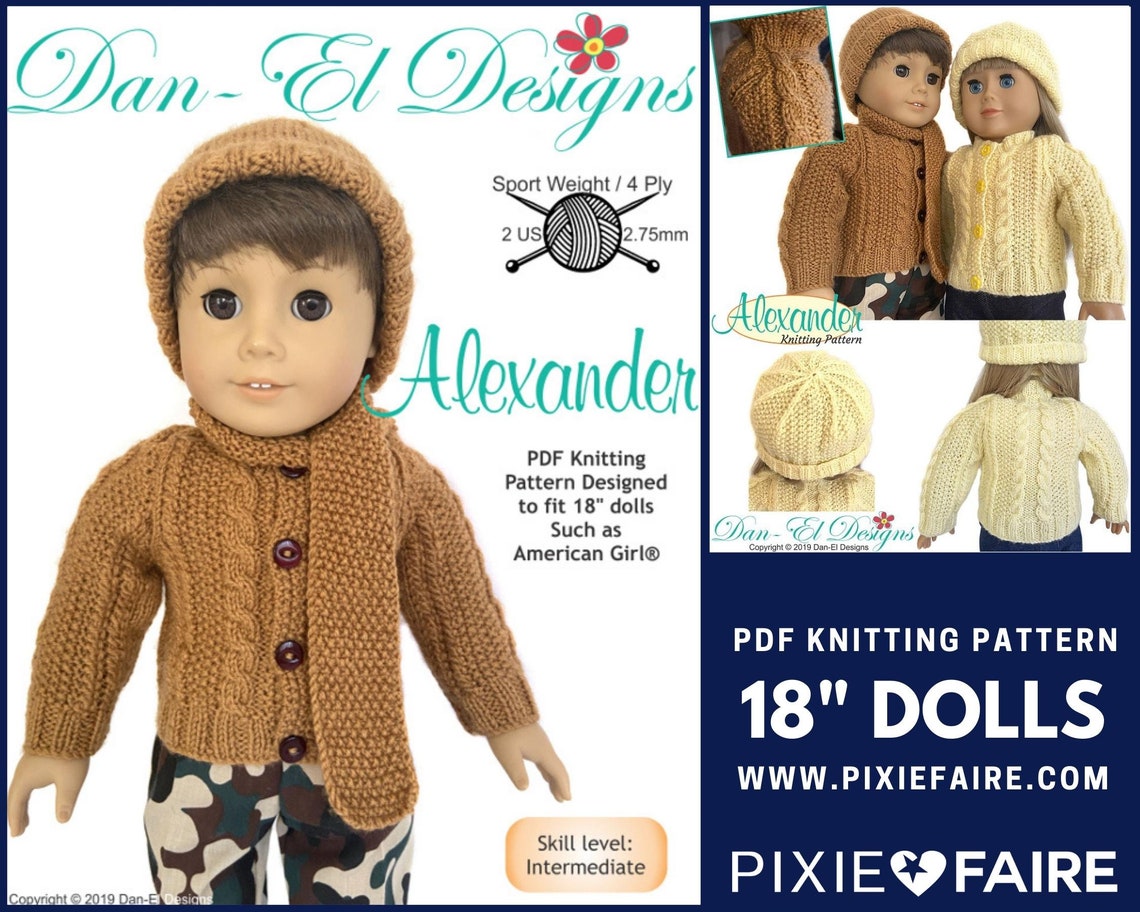 Alexander Sweater 18 Inch Doll Clothes Knitting Pattern Fits - Etsy