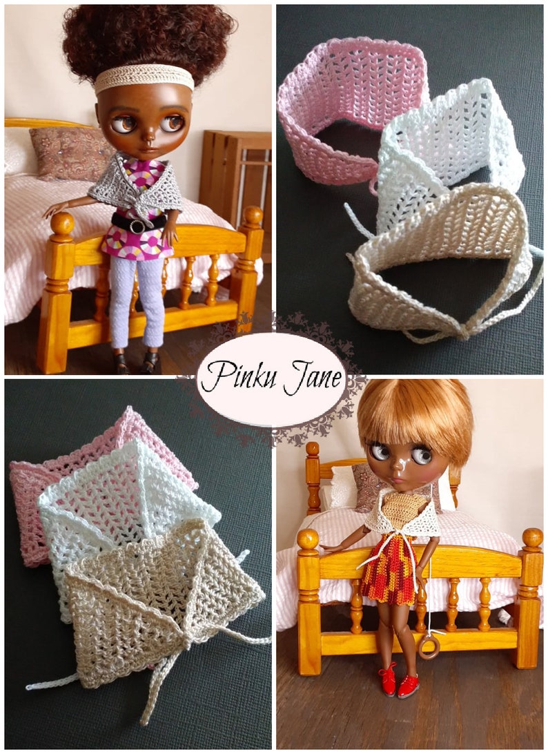 Crochet Tied Shawl 12 Inch Doll Clothes Crochet Pattern Fits 12" Blythe ...