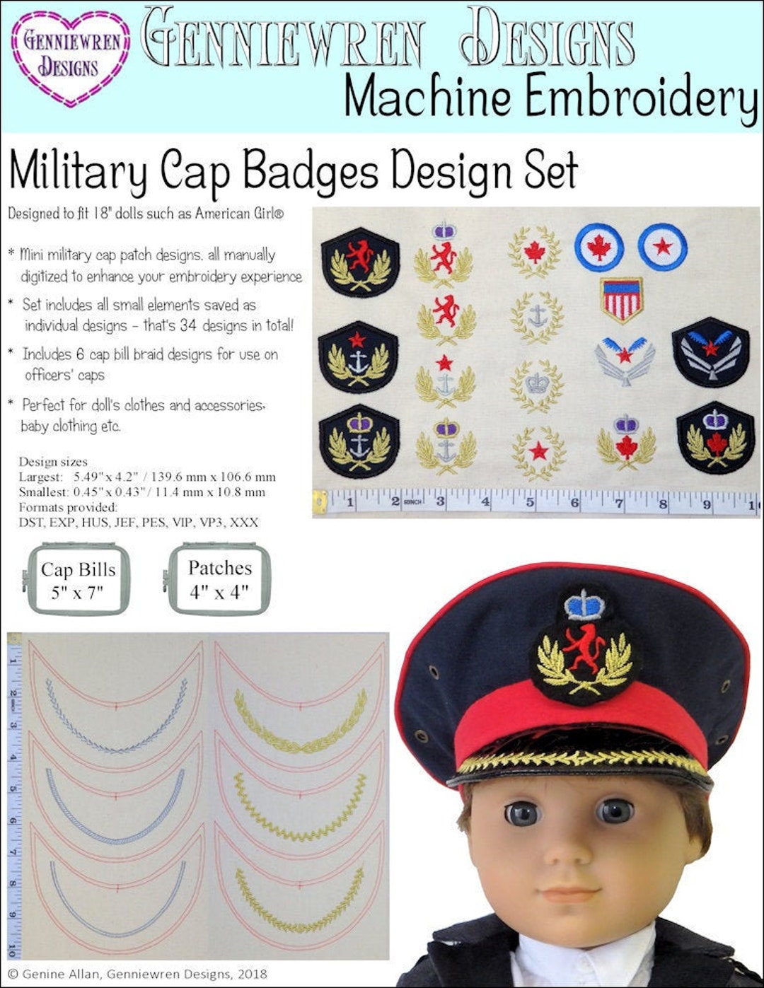 Military Cap Badges Machine Embroidery Designs - Sized for Use With ...
