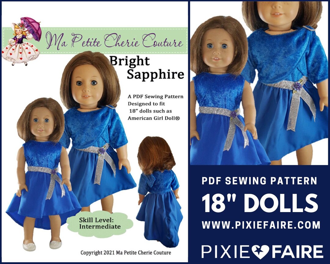 Bright Sapphire 18 Inch Doll Clothes Pattern Fits Popular 18" Dolls ...
