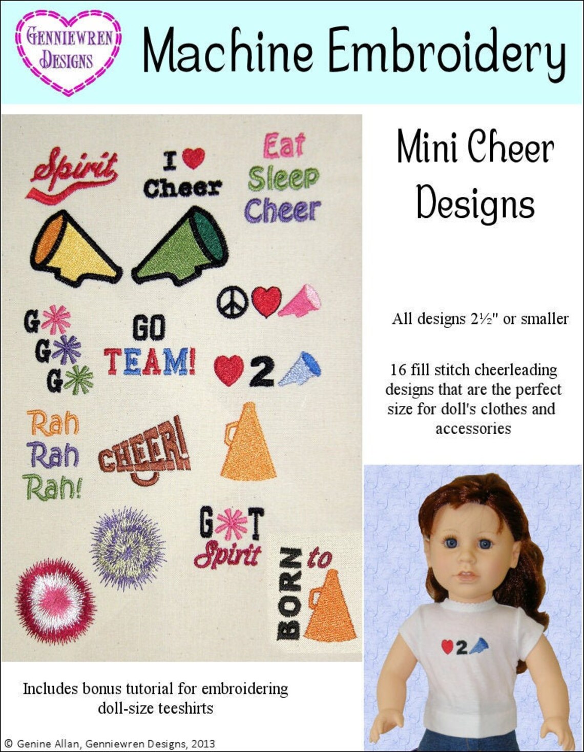 Mini Cheerleading Design Set Machine Embroidery Designs - Sized for Use ...