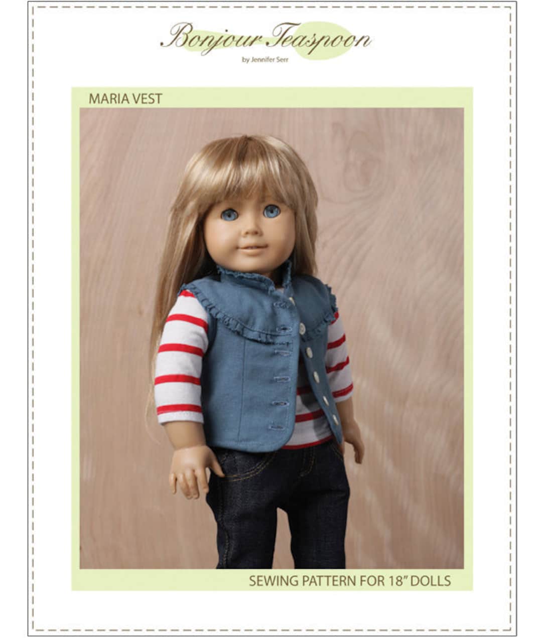 Maria Vest 18 Inch Doll Clothes Pattern Designed to Fit Popular 18 ...
