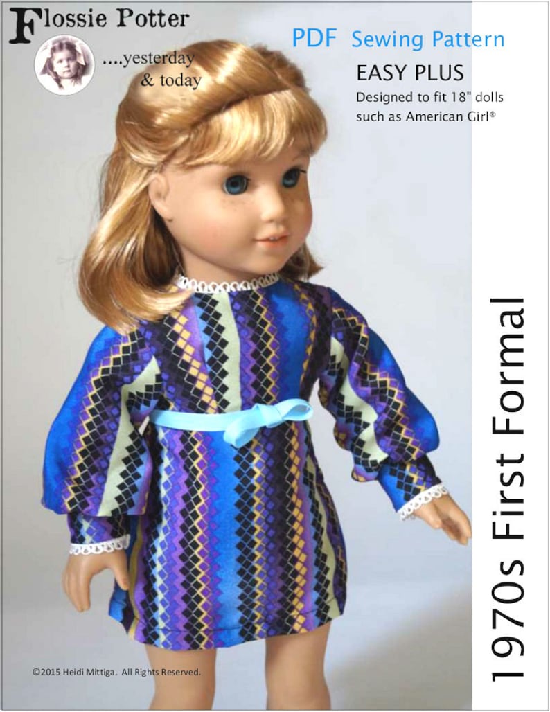 1970's First Formal 18 Inch Doll Clothes Pattern Fits Popular 18" Dolls ...