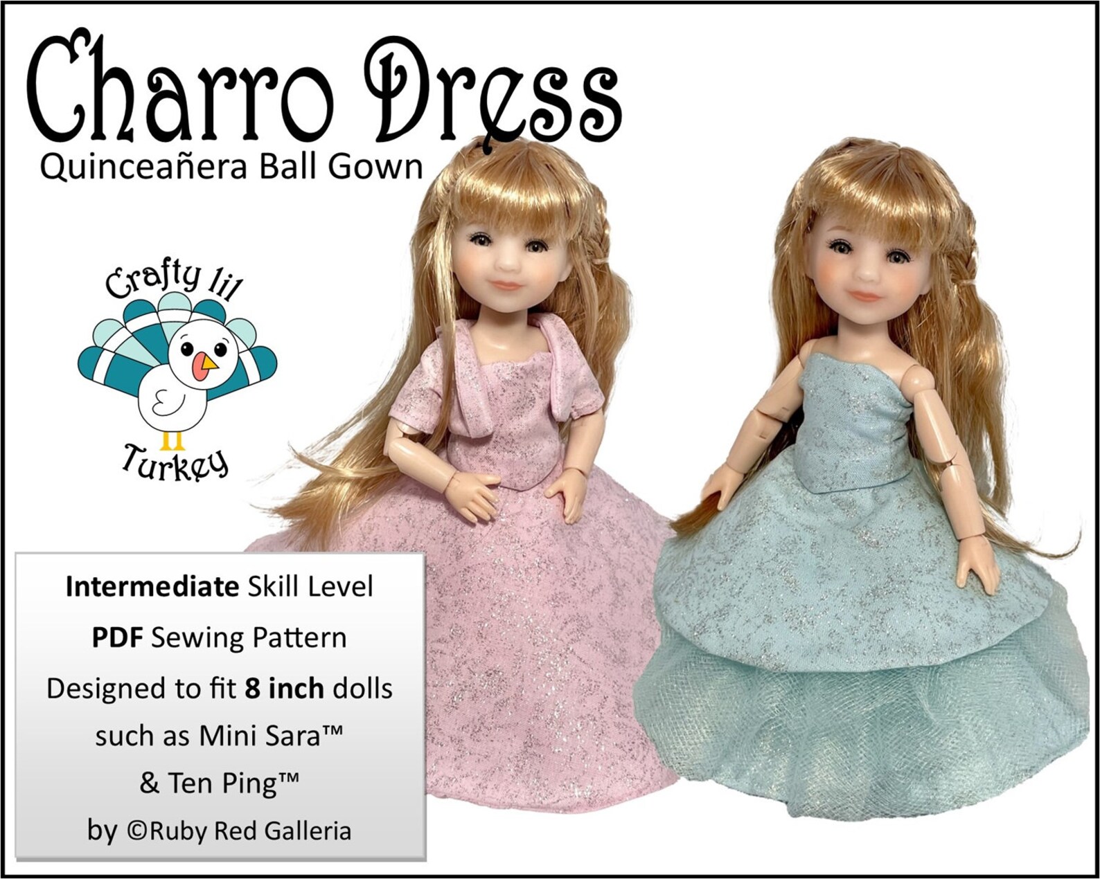 Charro Dress 8 Inch Doll Clothes Pattern Fits 8 Inch BJD Such as Ten ...