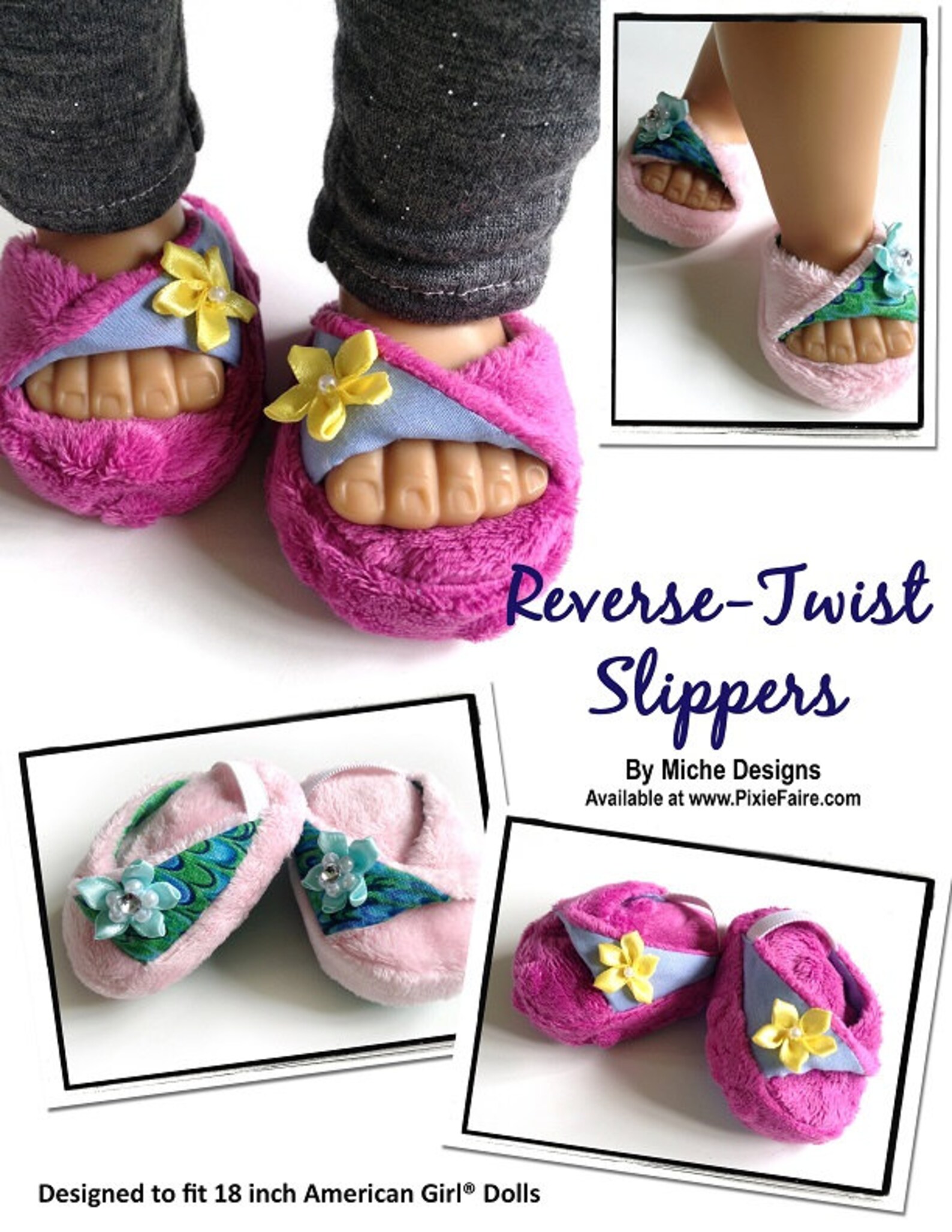 Reverse-twist Slipper 18 Inch Doll Clothes Shoe Pattern Fits Popular 18 ...