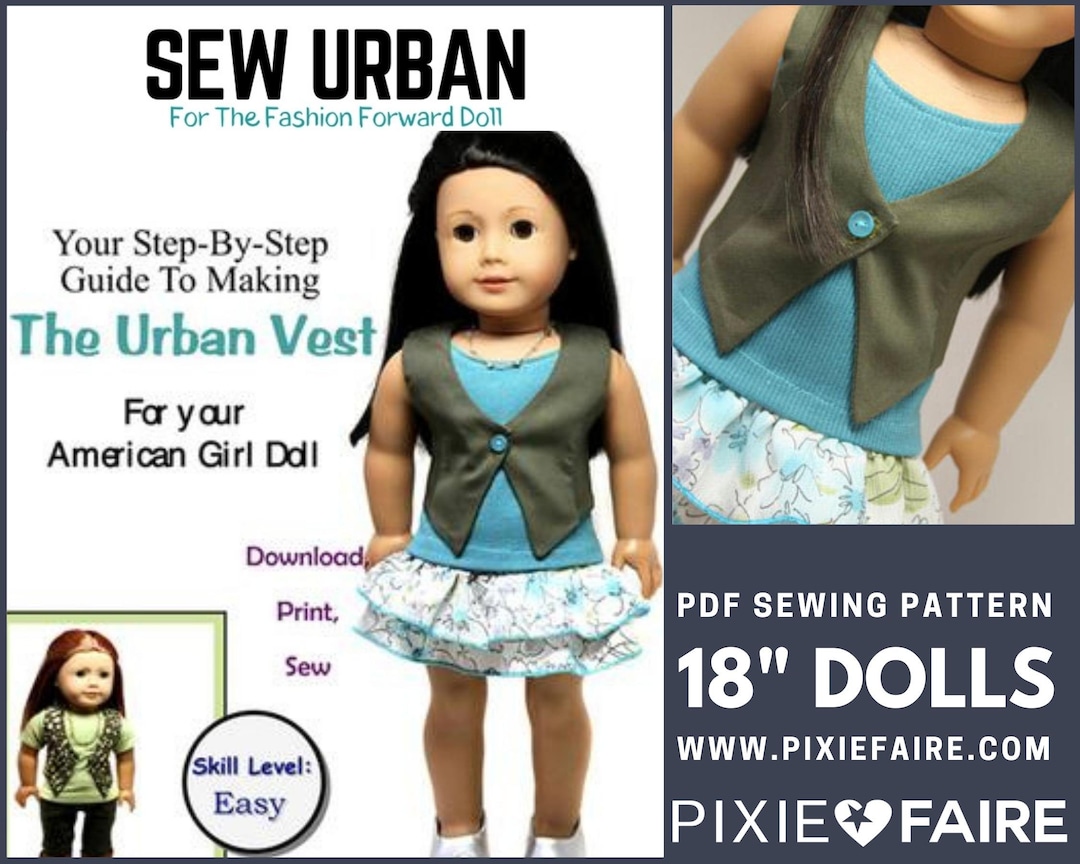 The Urban Vest 18 Inch Doll Clothes Pattern Fits Popular 18" Dolls ...