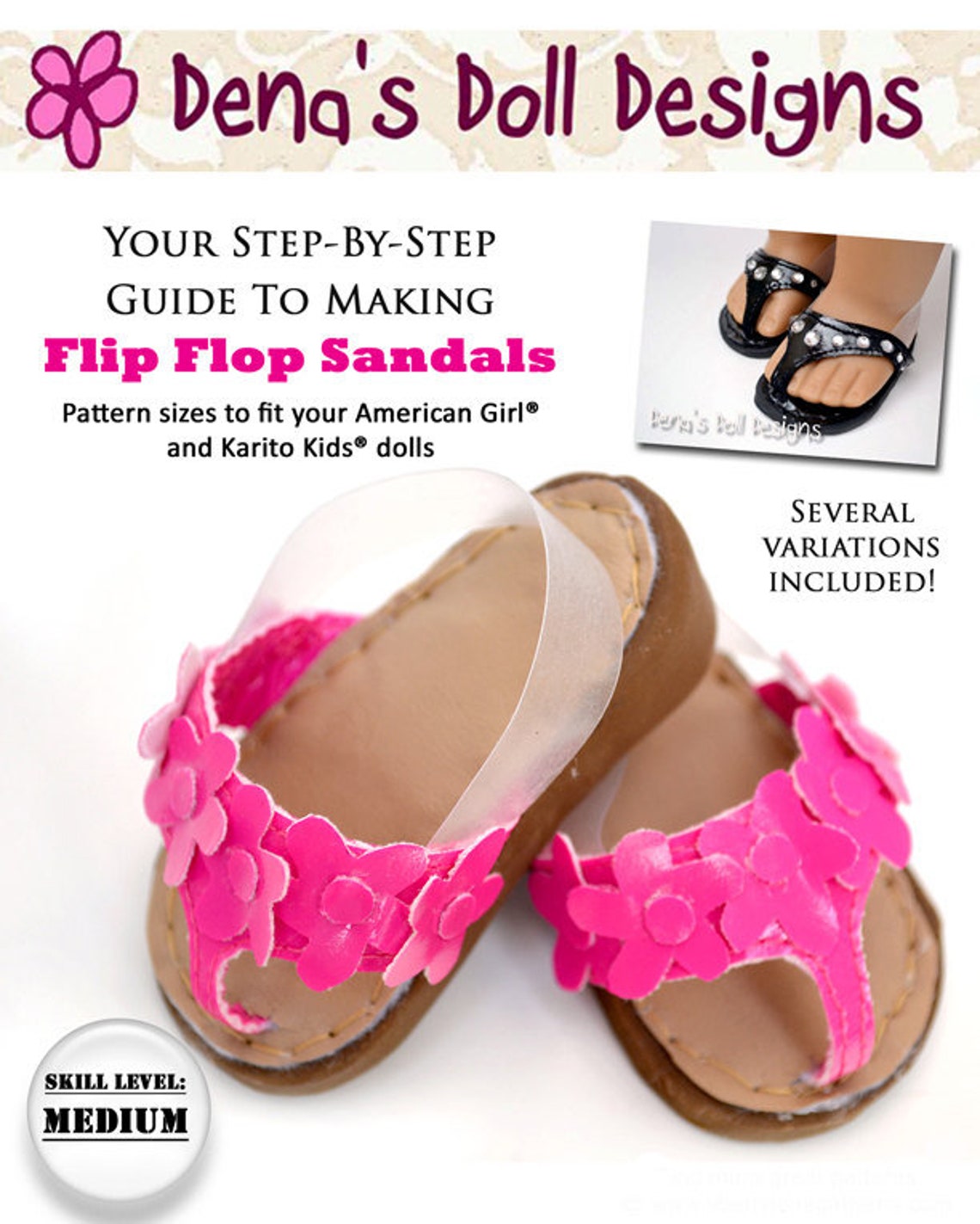 Flip Flop Sandals 18 Inch Doll Shoe Pattern Fits Popular 18" Dolls or ...