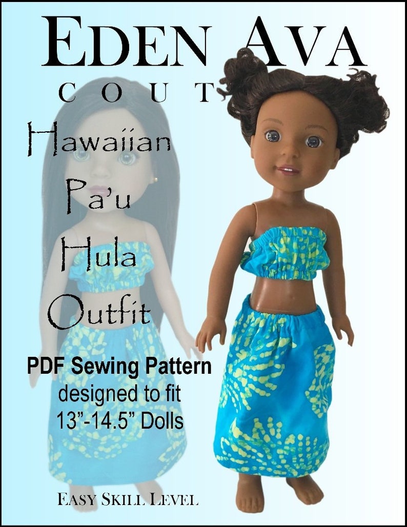 Hawaiian Pa'u Hula Outfit 13-14.5 Inch Doll Clothes Pattern Fits Dolls ...