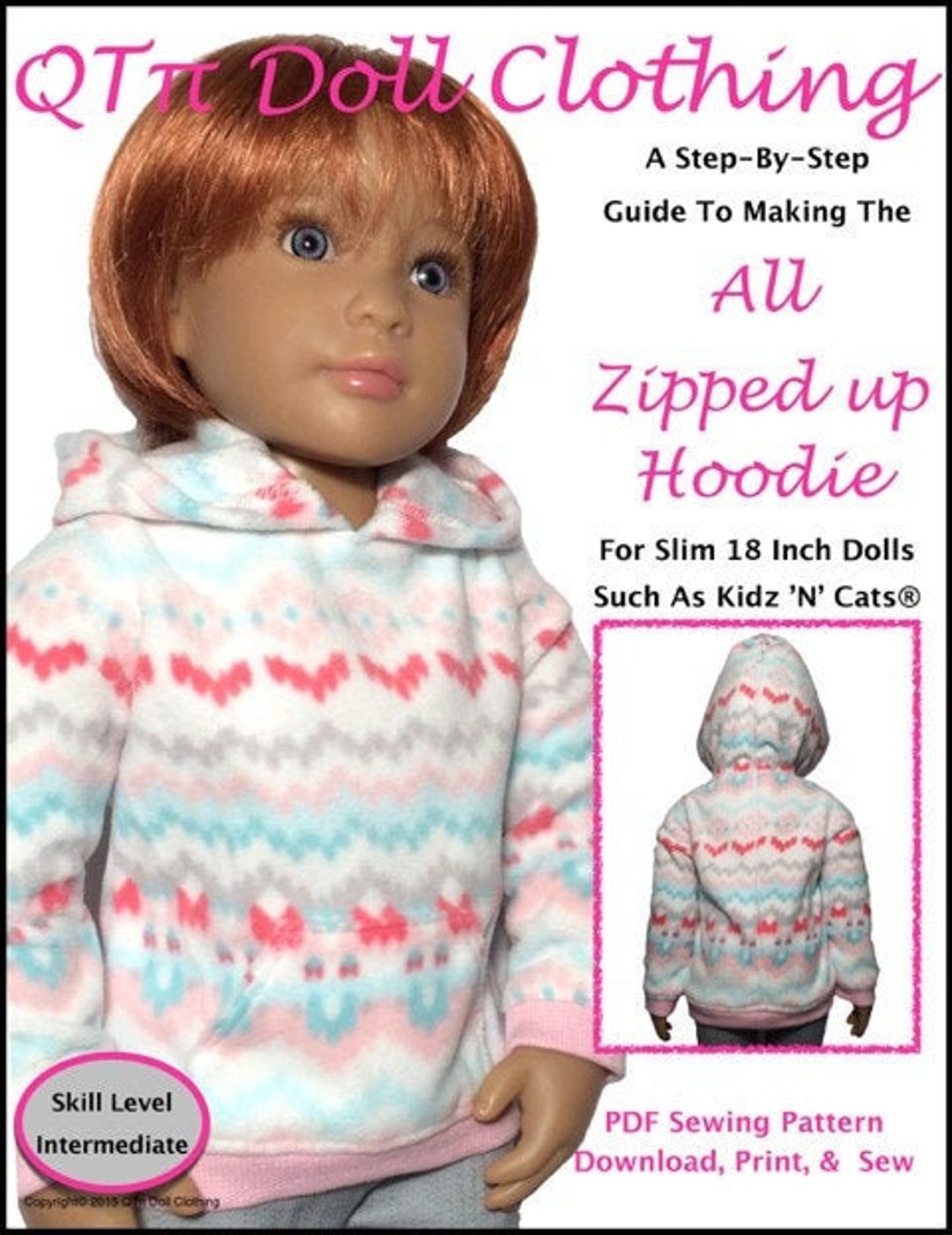 All Zipped up Hoodie Doll Clothes Pattern for Kidz N Cats Dolls - QT Pi ...