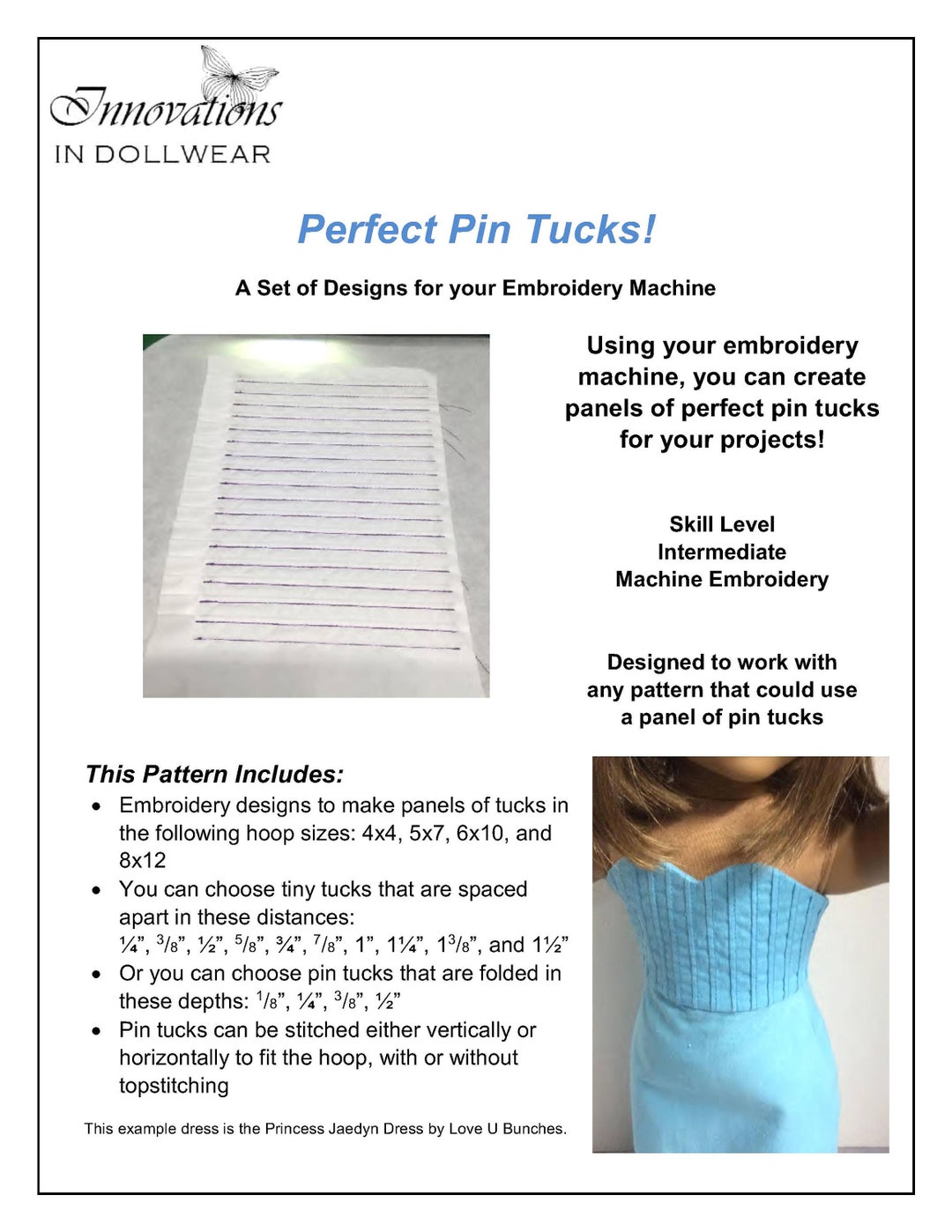 Perfect Pintucks Machine Embroidery Design - Sized for Use With Dolls ...