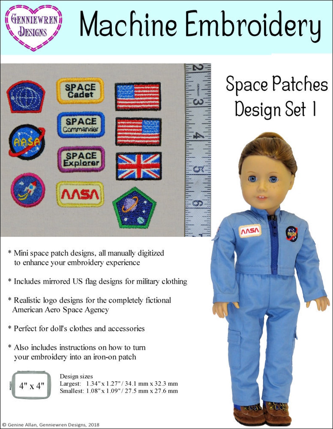 Mini Space Patches Set 1 Machine Embroidery Designs - Sized for Use ...