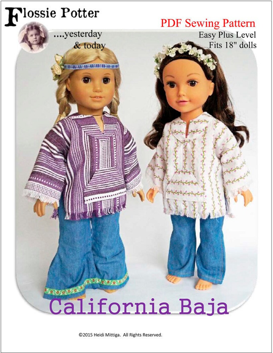 California Baja 18 Inch Doll Clothes Pattern Fits Popular 18" Dolls and ...