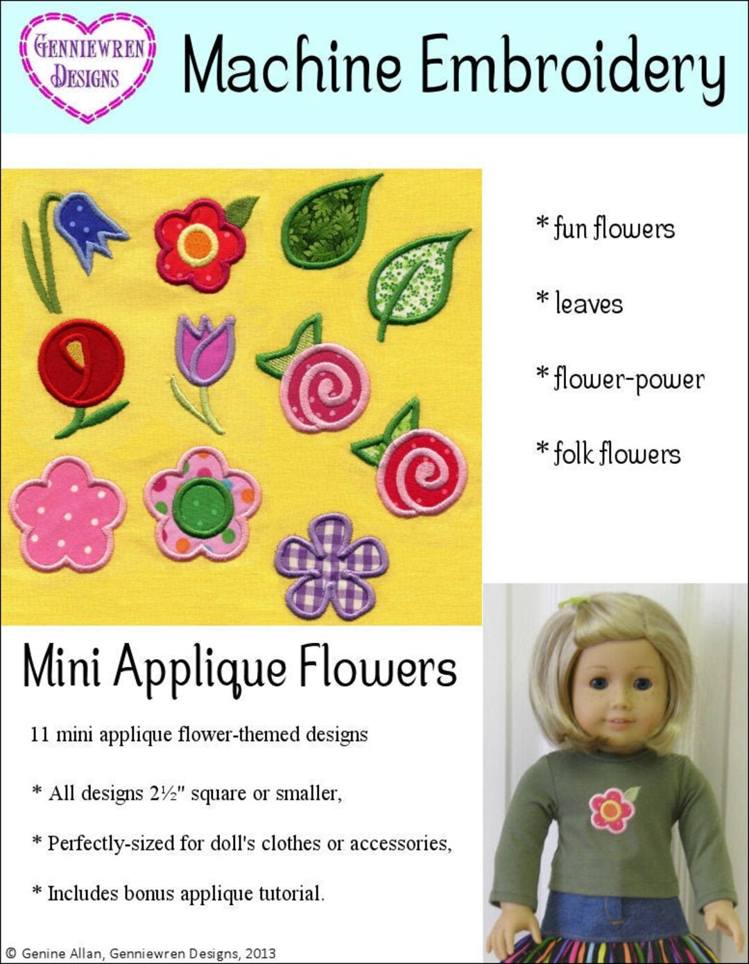 Mini Applique Flowers Machine Embroidery Designs - Sized for Use With ...