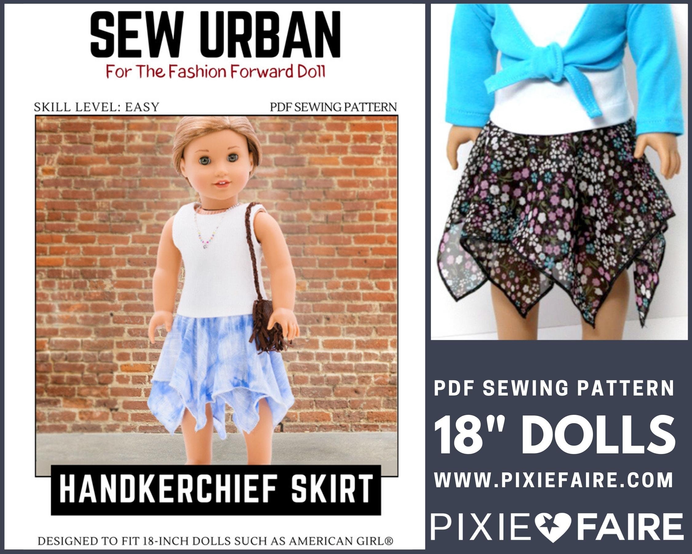 Handkerchief Skirt 18 Inch Doll Clothes Accessory Pattern Fits Popular ...