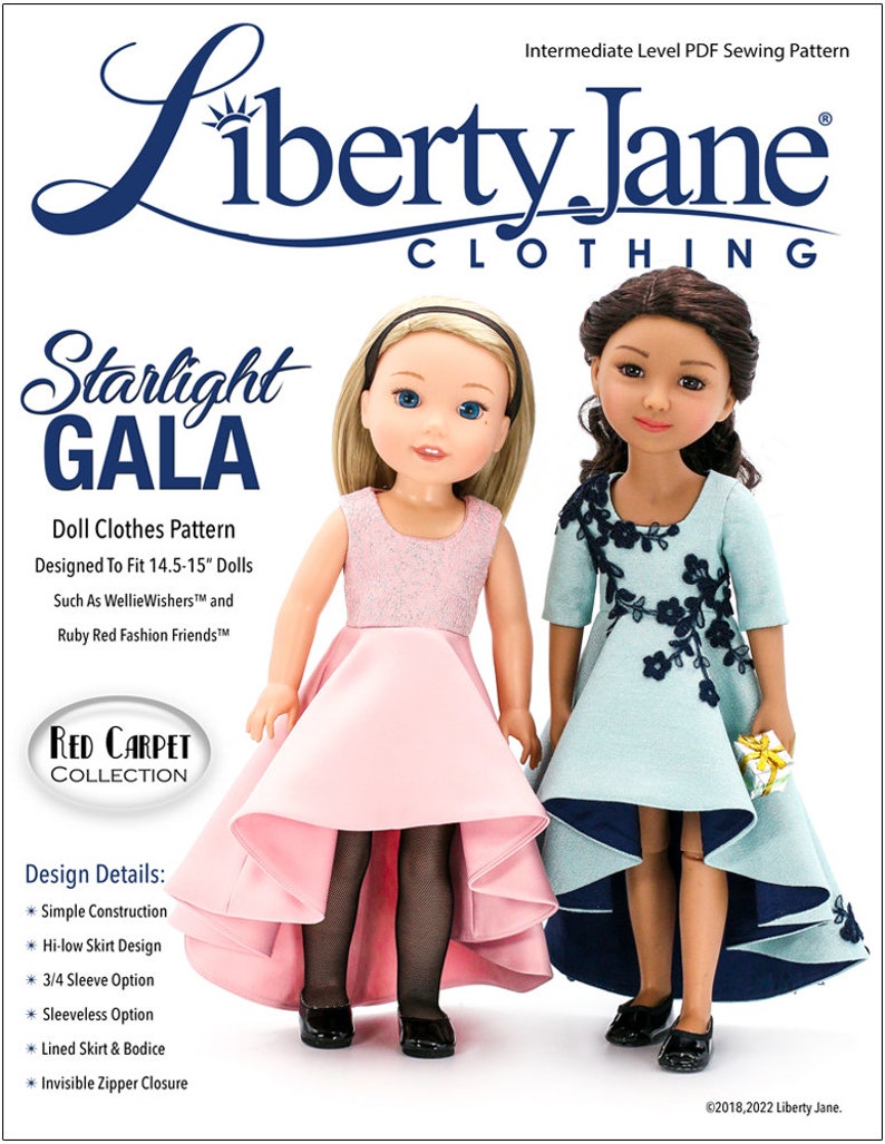 Starlight Gala 14.5-15 Inch Doll Clothes Pattern - Liberty Jane - PDF ...