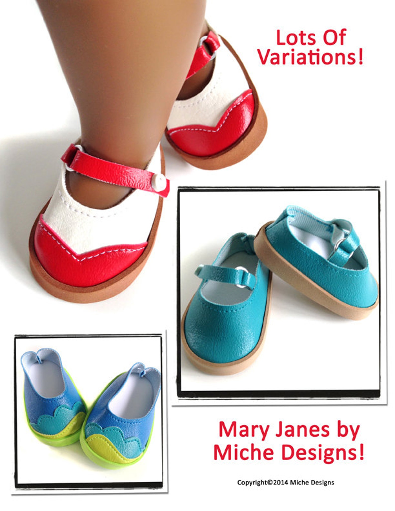 Mary Janes 18 Inch Doll Clothes Shoe Pattern Fits Popular 18" Dolls ...