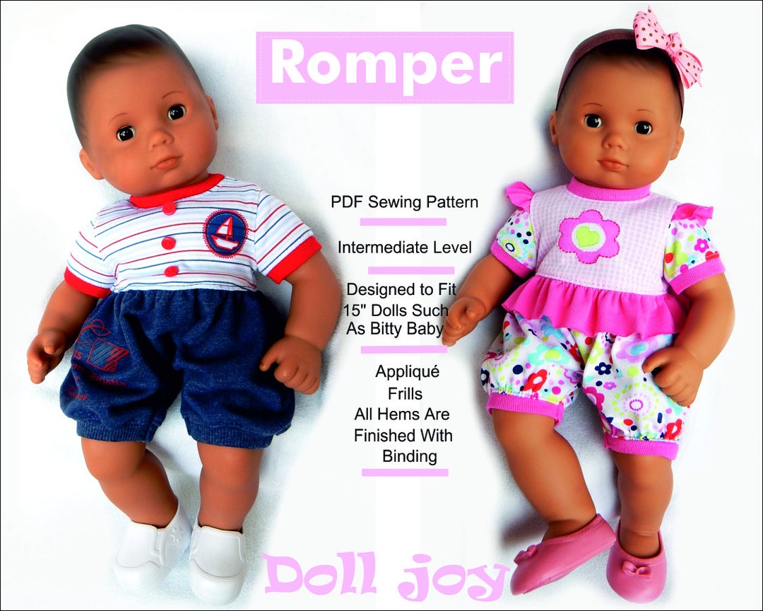 Romper 15 Inch Doll Clothes Pattern Designed to Fit Baby Dolls Such as ...