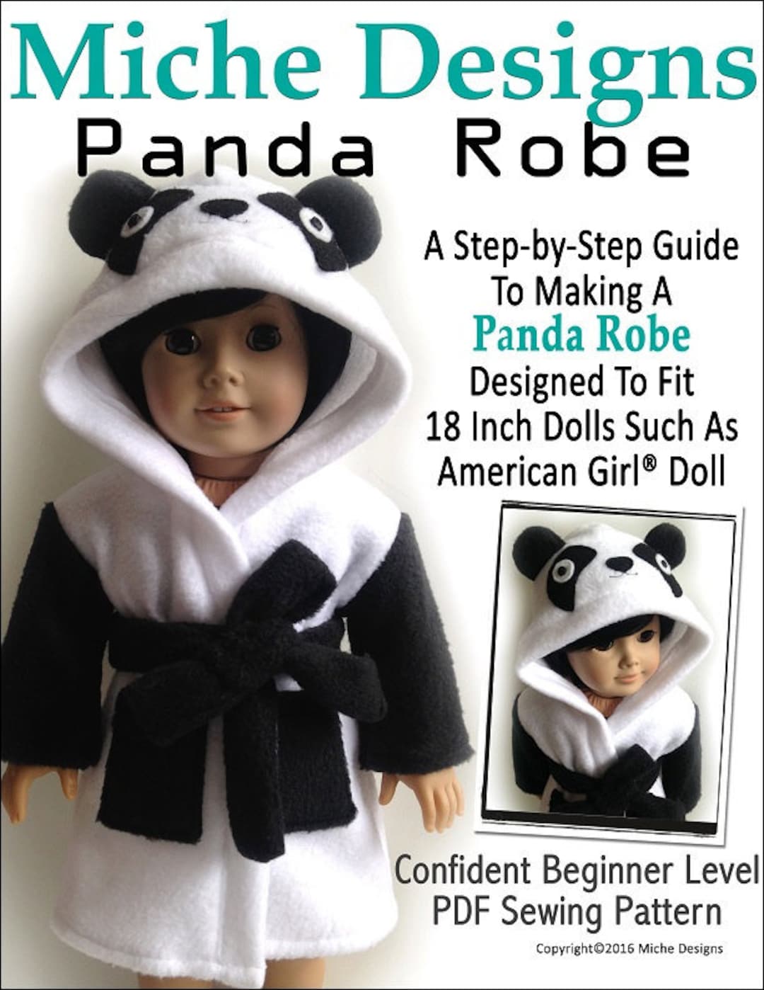 Panda Robe 18 Inch Doll Clothes Pattern Fits Popular 18" Dolls - Miche ...