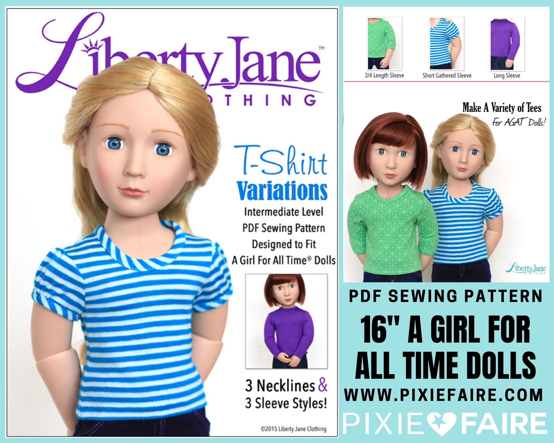 T-shirt Variations 16 Inch Doll Clothes Pattern Fits A Girl for All ...
