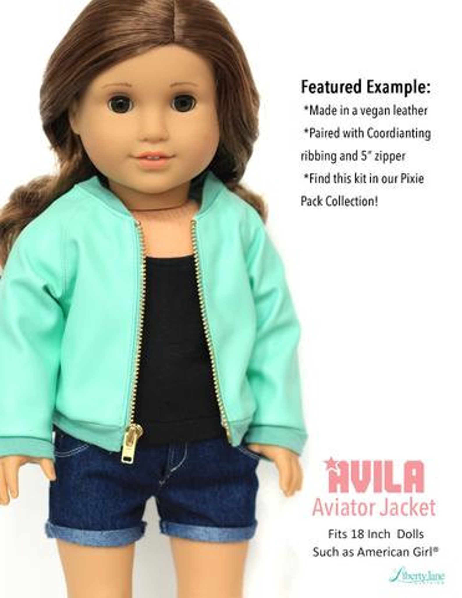 Avila Aviator Jacket 18 Inch Doll Clothes Pattern Fits Dolls | Etsy