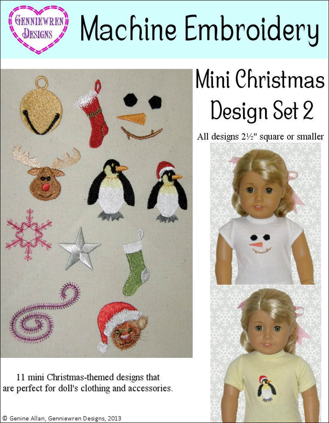 Mini Christmas Design Set 2 Machine Embroidery Designs - Sized for Use ...