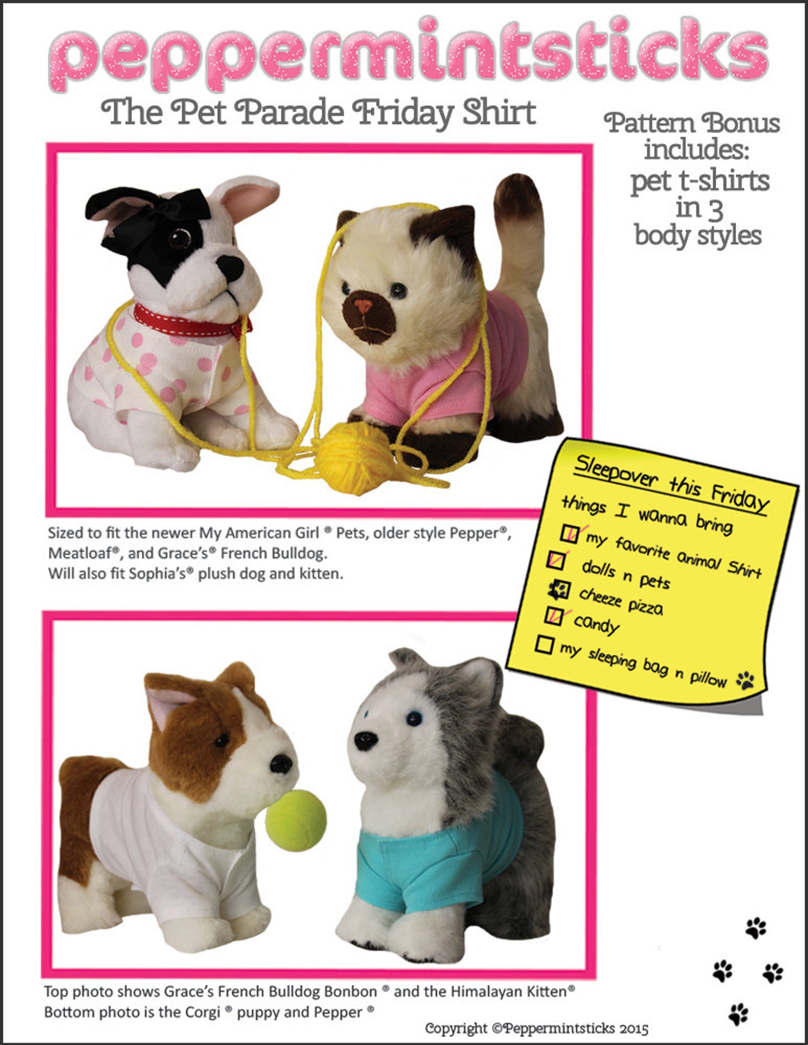 The Pet Parade Friday Shirt 18 Inch Doll Clothes Pattern Fits Popular ...