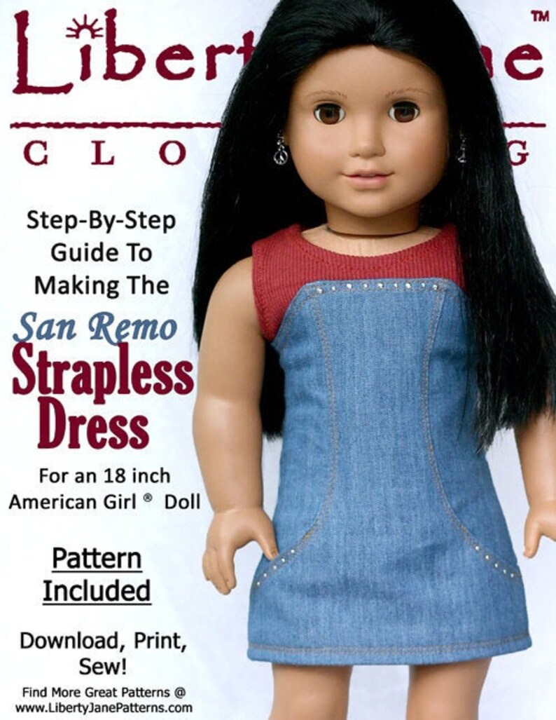 San Remo Dress 18 Inch Doll Clothes Pattern Fits Dolls Such As Etsy
