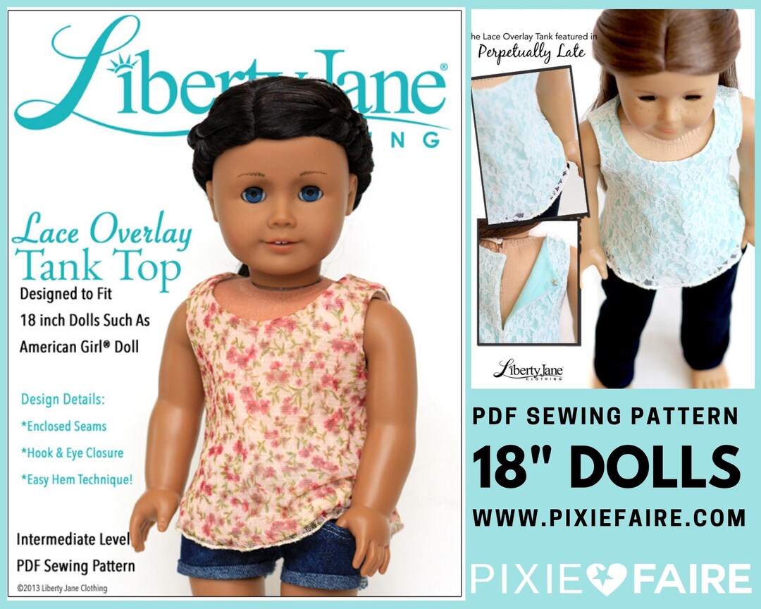 Lace Overlay Tank Top 18 Inch Doll Clothes Pattern Fits Popular 18 ...