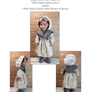 1800s Simple Stitches Heart Warmer & Snood 18 Inch Doll Clothes Pattern ...