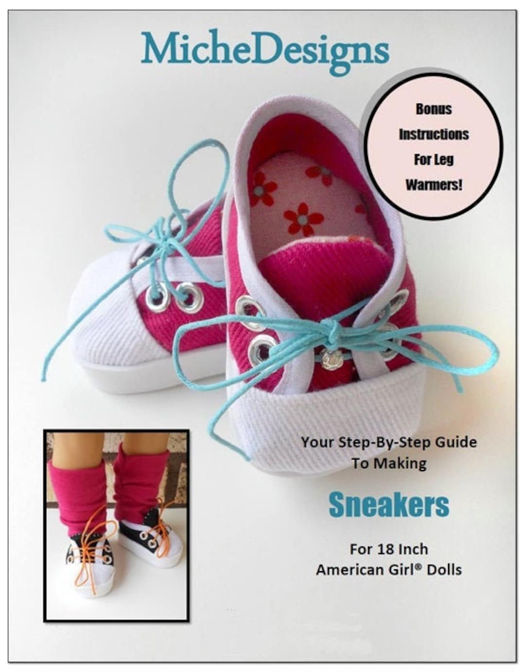 Sneakers 18 Inch Doll Clothes Shoe Pattern Fits Dolls Such as American ...