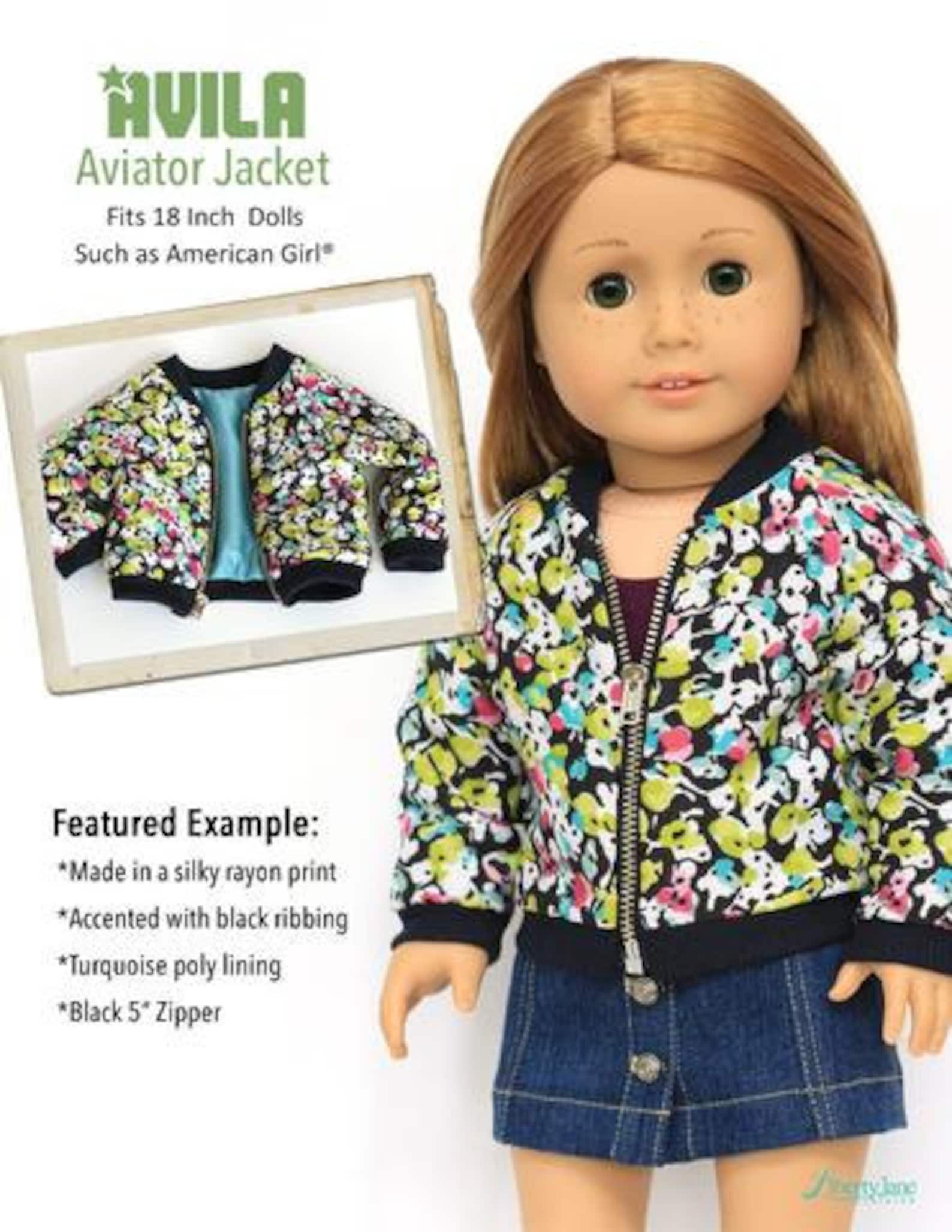 Avila Aviator Jacket 18 Inch Doll Clothes Pattern Fits Dolls | Etsy