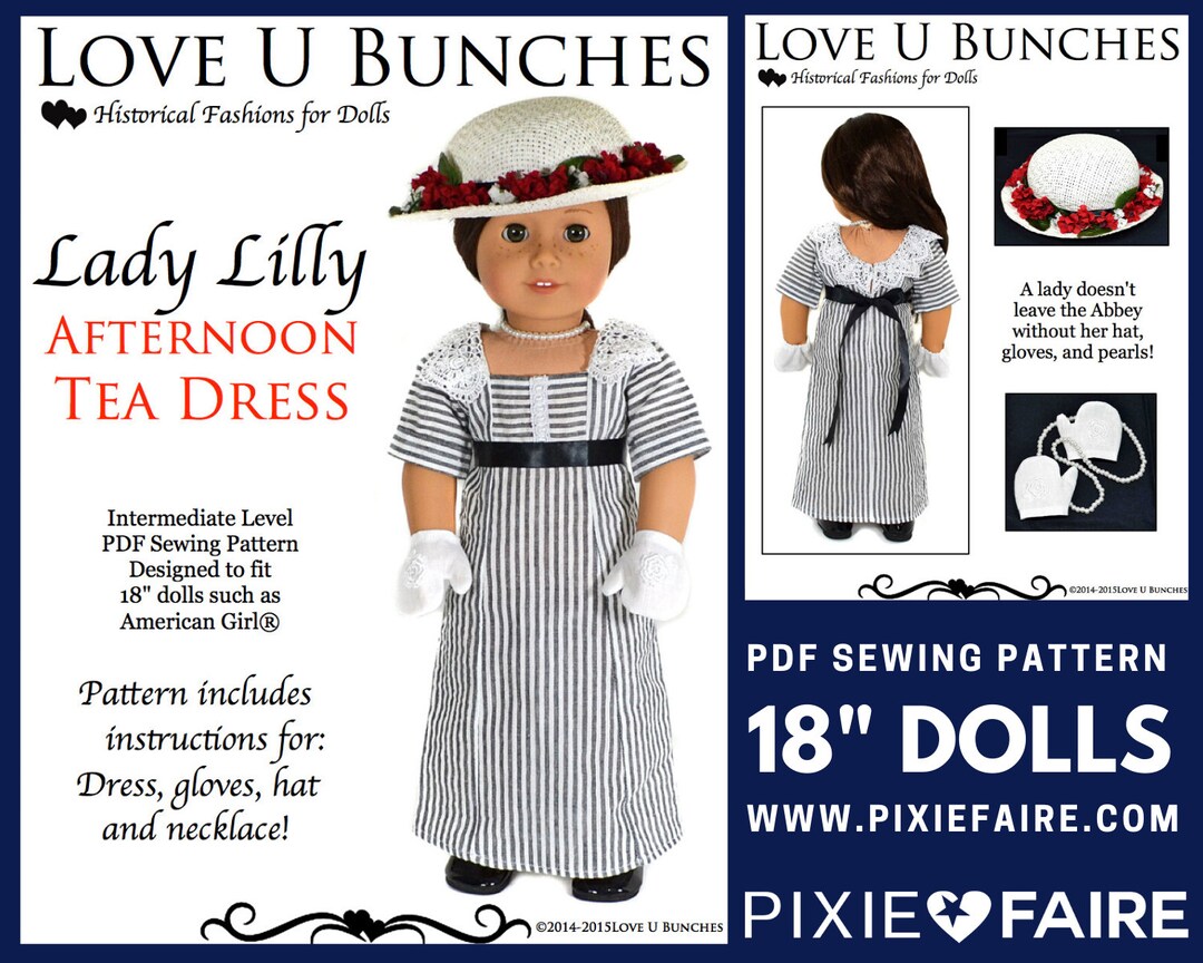 Lady Lilly Afternoon Tea Dress 18 Inch Doll Clothes Pattern Fits ...